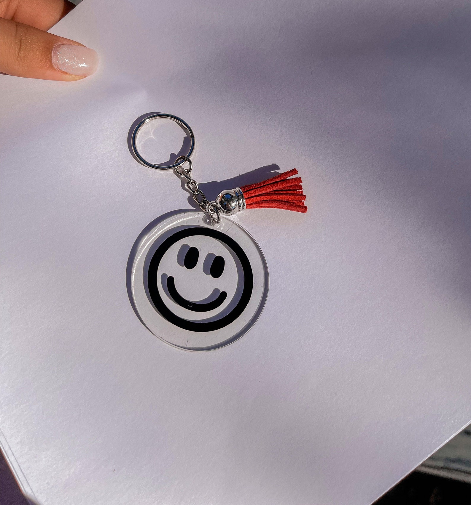 Smiley Face Keychain - Etsy