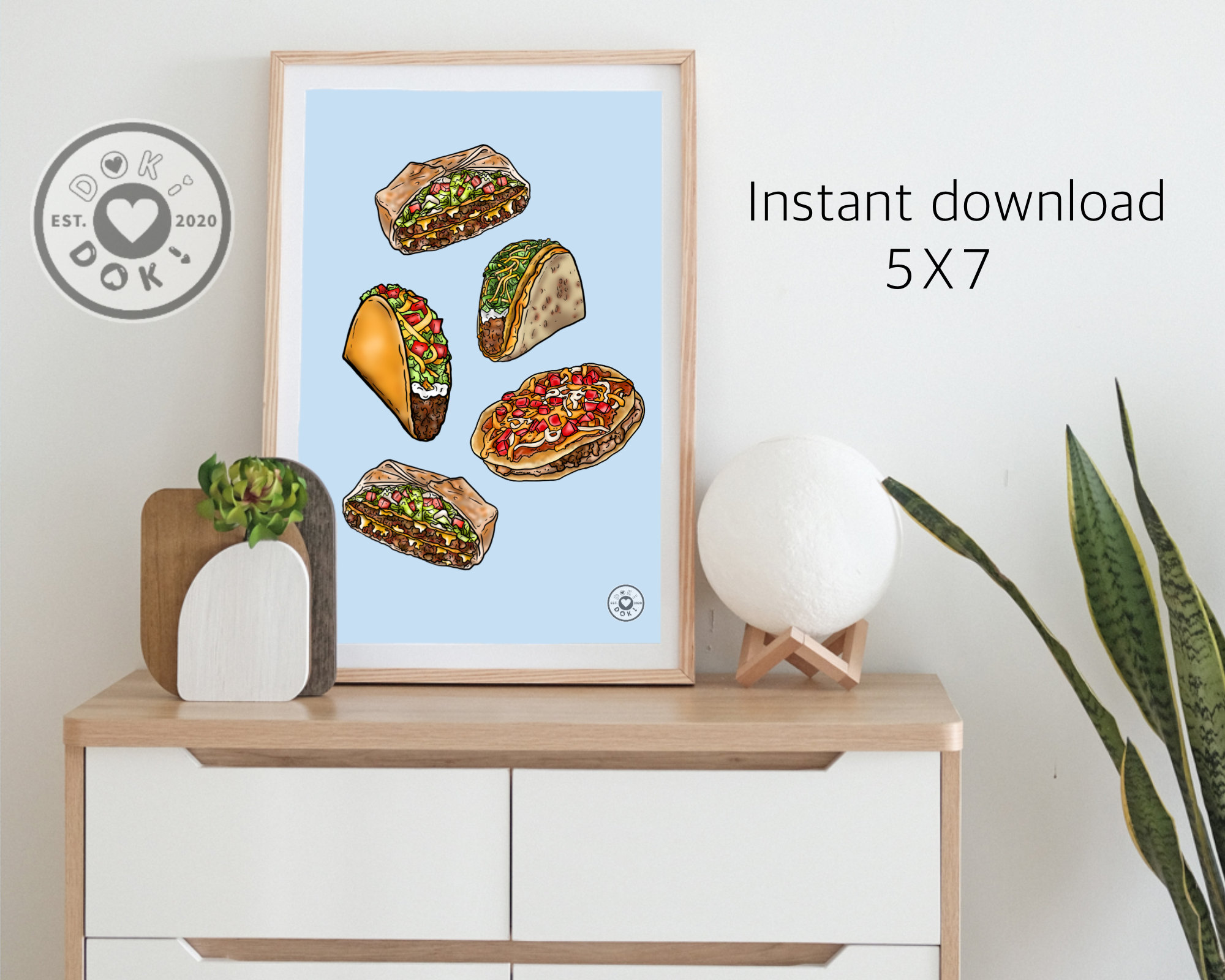 Taco Print | Food Illustration |taco Bell | Food Art Print | Minimalist ...