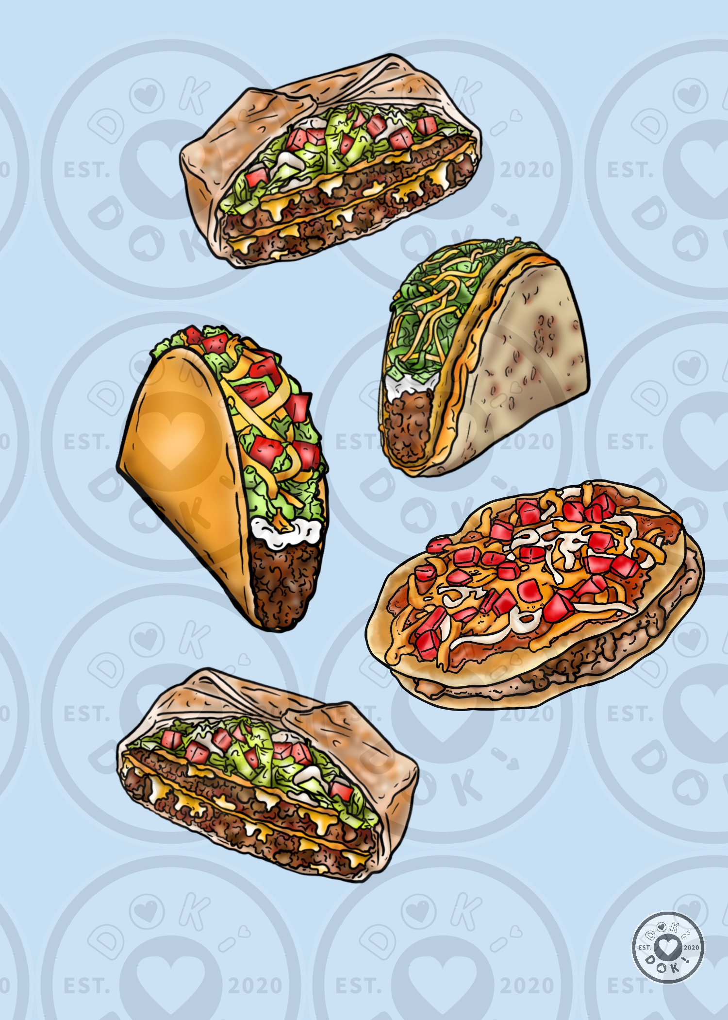 Taco Print | Food Illustration |taco Bell | Food Art Print | Minimalist ...