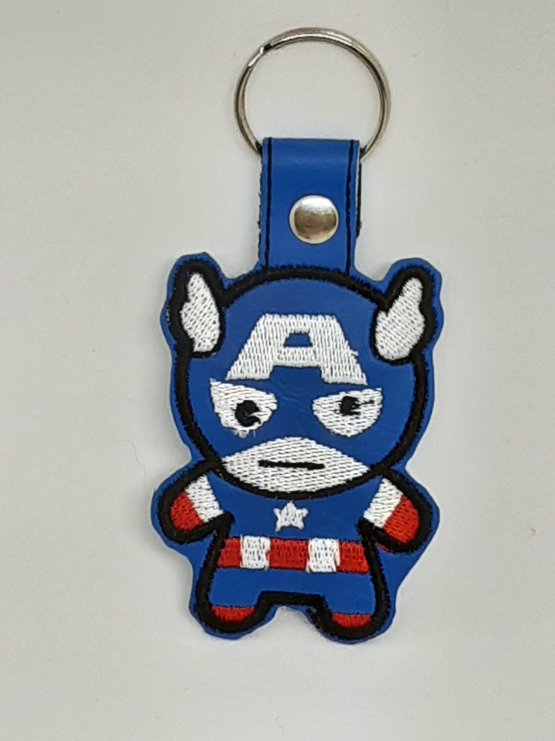 Marvel Captain America Key Fob, Key Ring, Bag Tag, Machine Embroidery ...