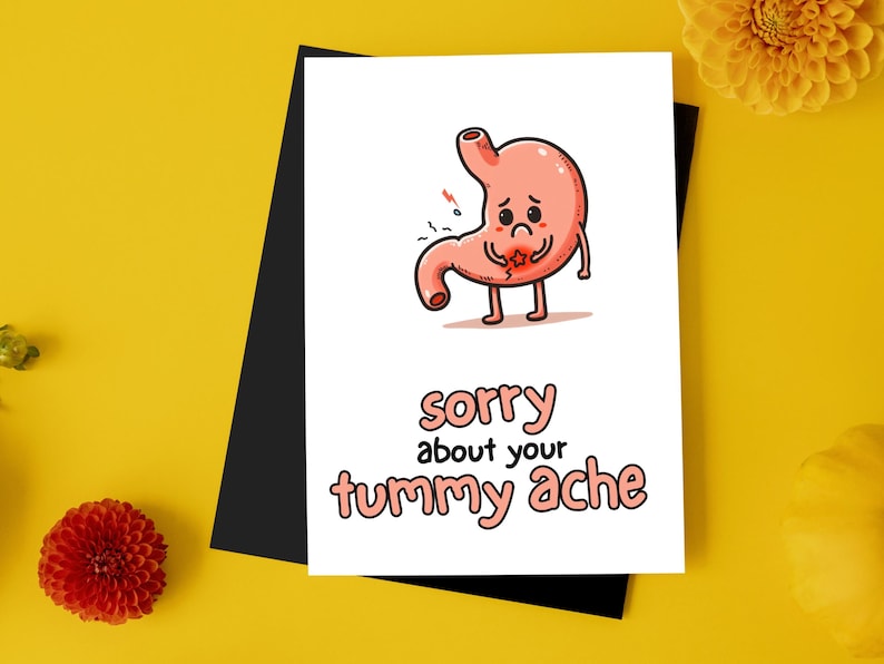 Tummy Ache Survivor - Printable Card - Digital Download Stomach Ache ...