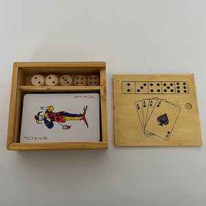 Vintage (1980) European Set of Playing Cards (with Dice) in a Wooden ...