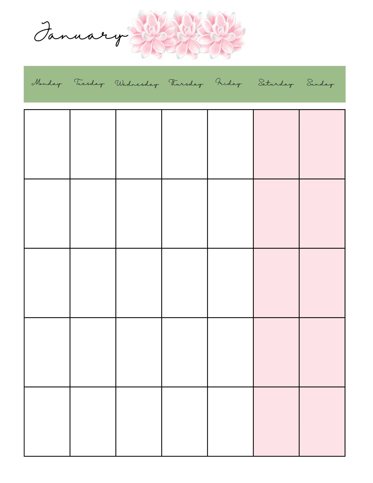 Printable Calendar Pages 12 Months | Etsy