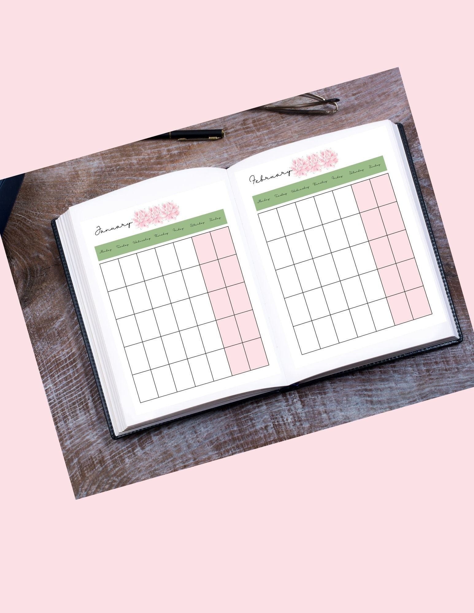 Printable Calendar Pages 12 Months | Etsy