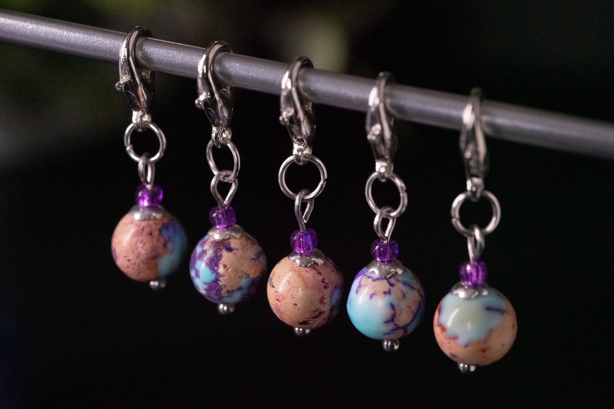 Set of 5 Sea Sediment Stitch Markers | Hand Made | Stitch Markers ...