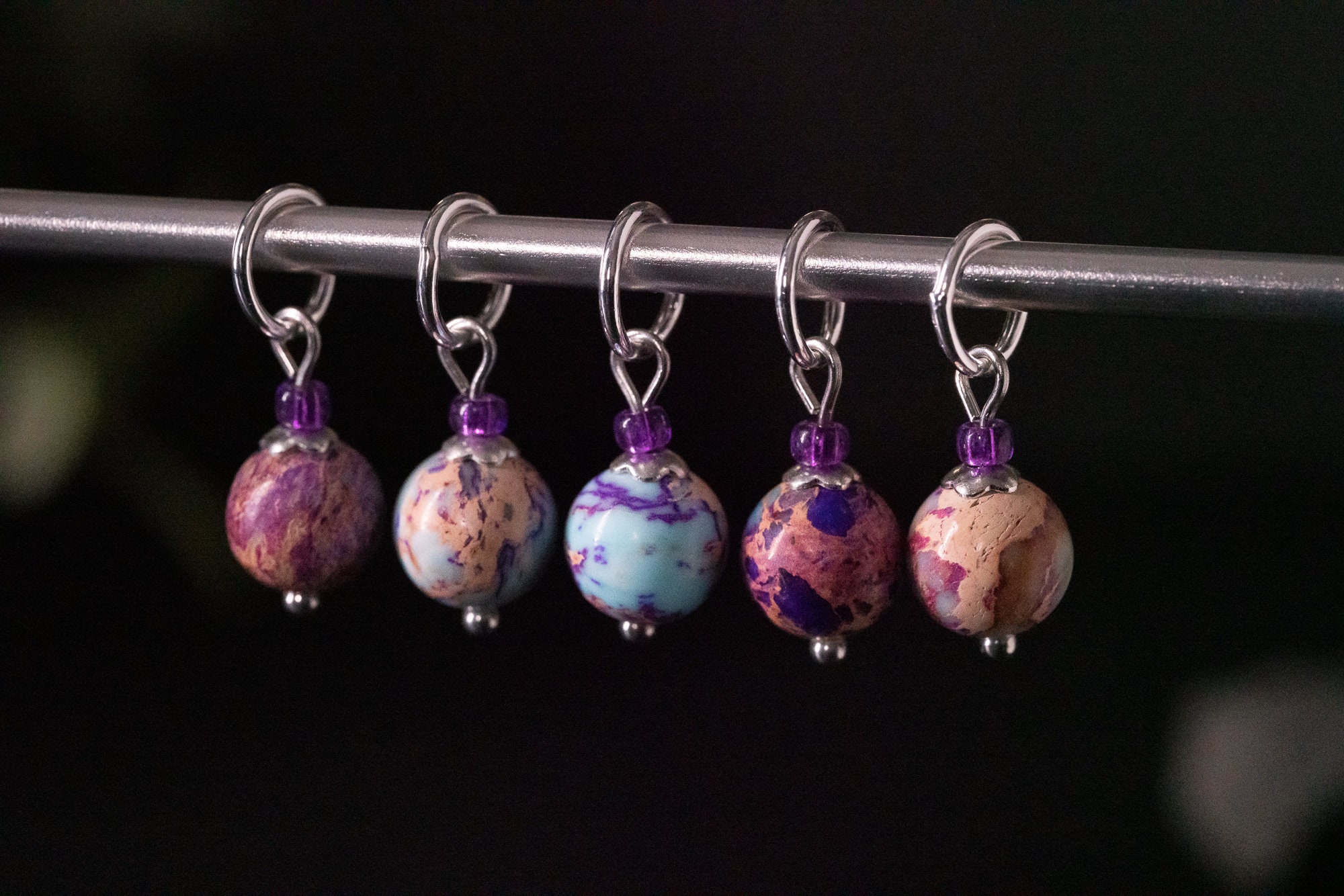Set of 5 Sea Sediment Stitch Markers | Hand Made | Stitch Markers ...