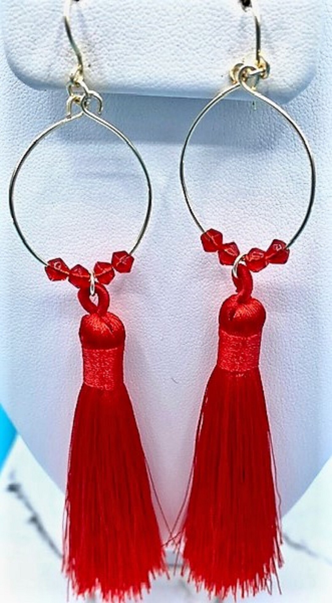 Red Earrings, Long Tassel Earrings, Red Long Earrings for Women, Long ...