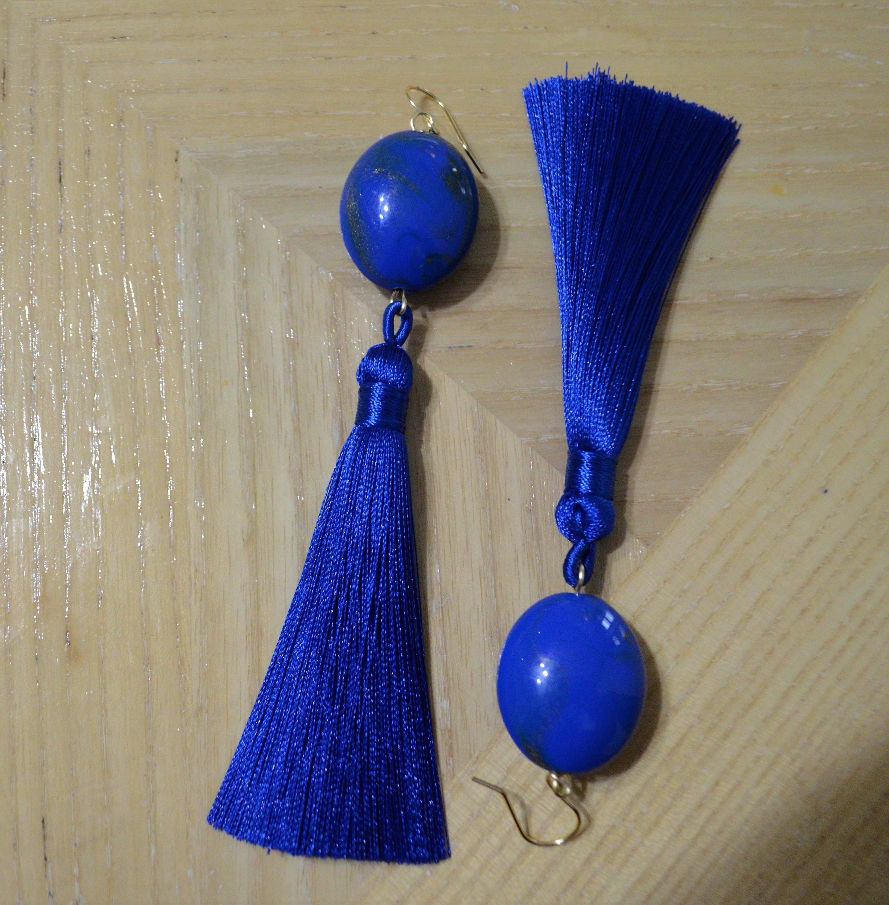 Pendientes largos azules, pendientes largos azul marino, pendientes ...