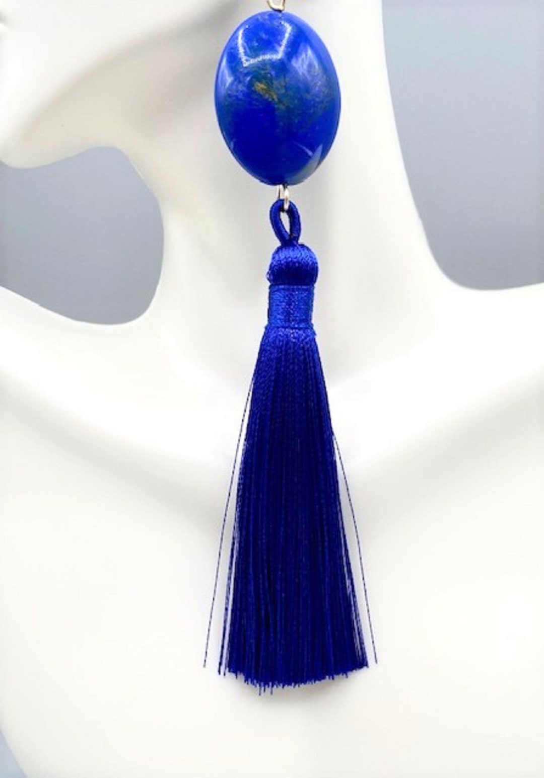 Pendientes largos azules, pendientes largos azul marino, pendientes ...