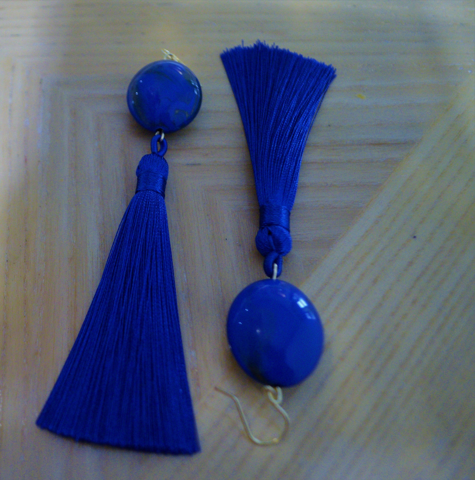 Pendientes largos azules, pendientes largos azul marino, pendientes ...