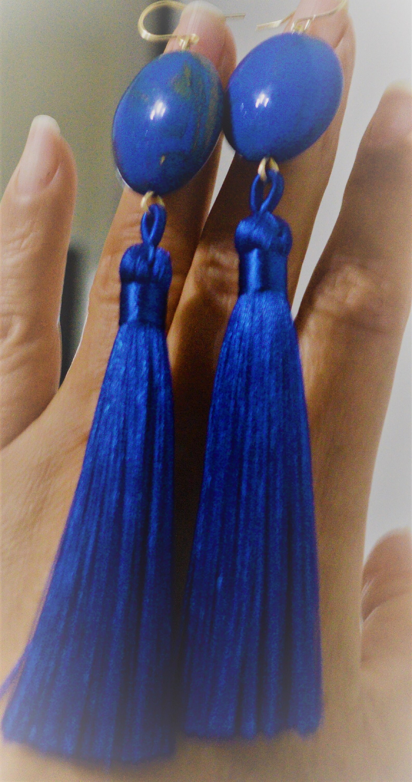 Pendientes largos azules, pendientes largos azul marino, pendientes ...