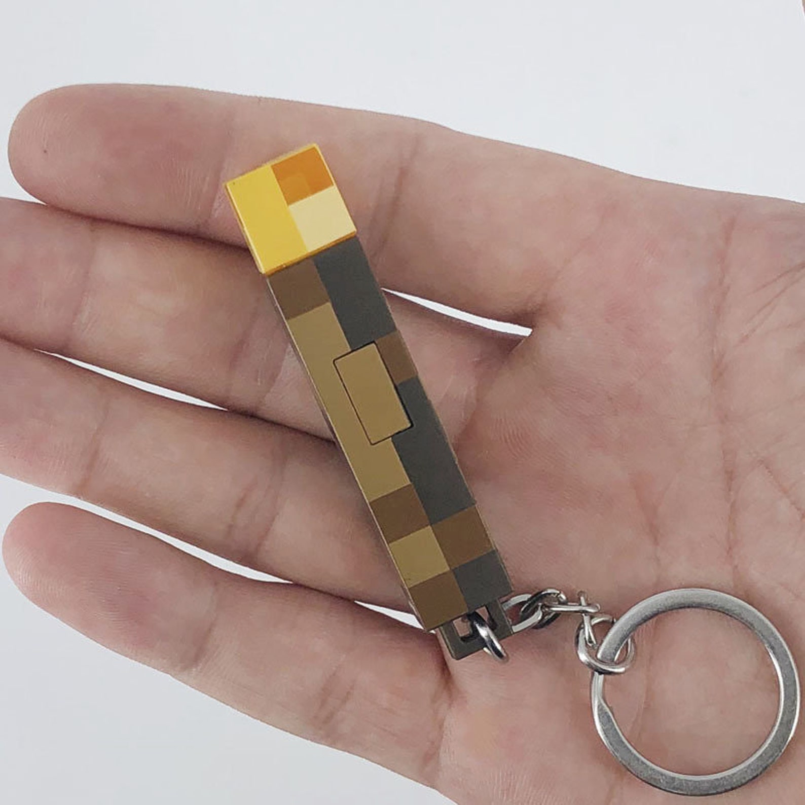 Minecraft LED Light Torch Boxed Flame Keyfob Keychain Key | Etsy