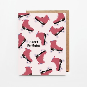 Roller Skate Birthday Card, Rollerskating Birthday Card, Pink Skates ...