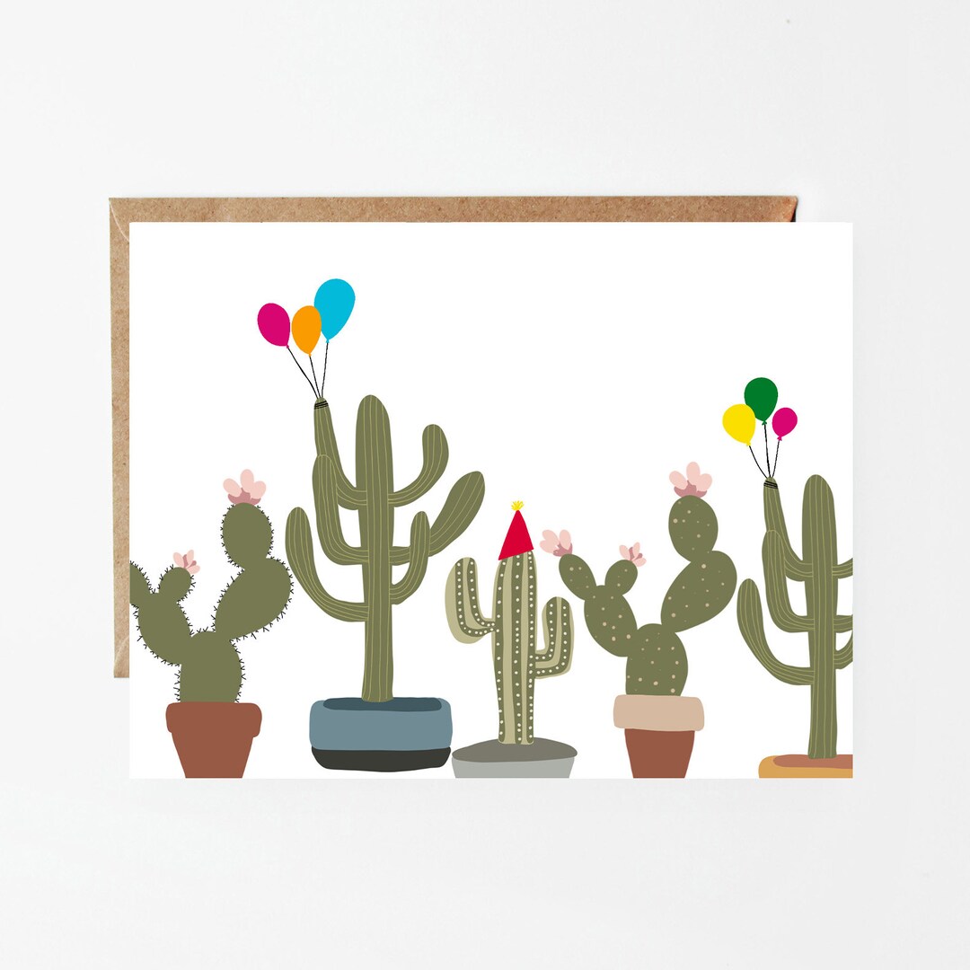 Cactus Card, Boho Style, Greeting Card, Funny Card, Cute Card, Birthday ...