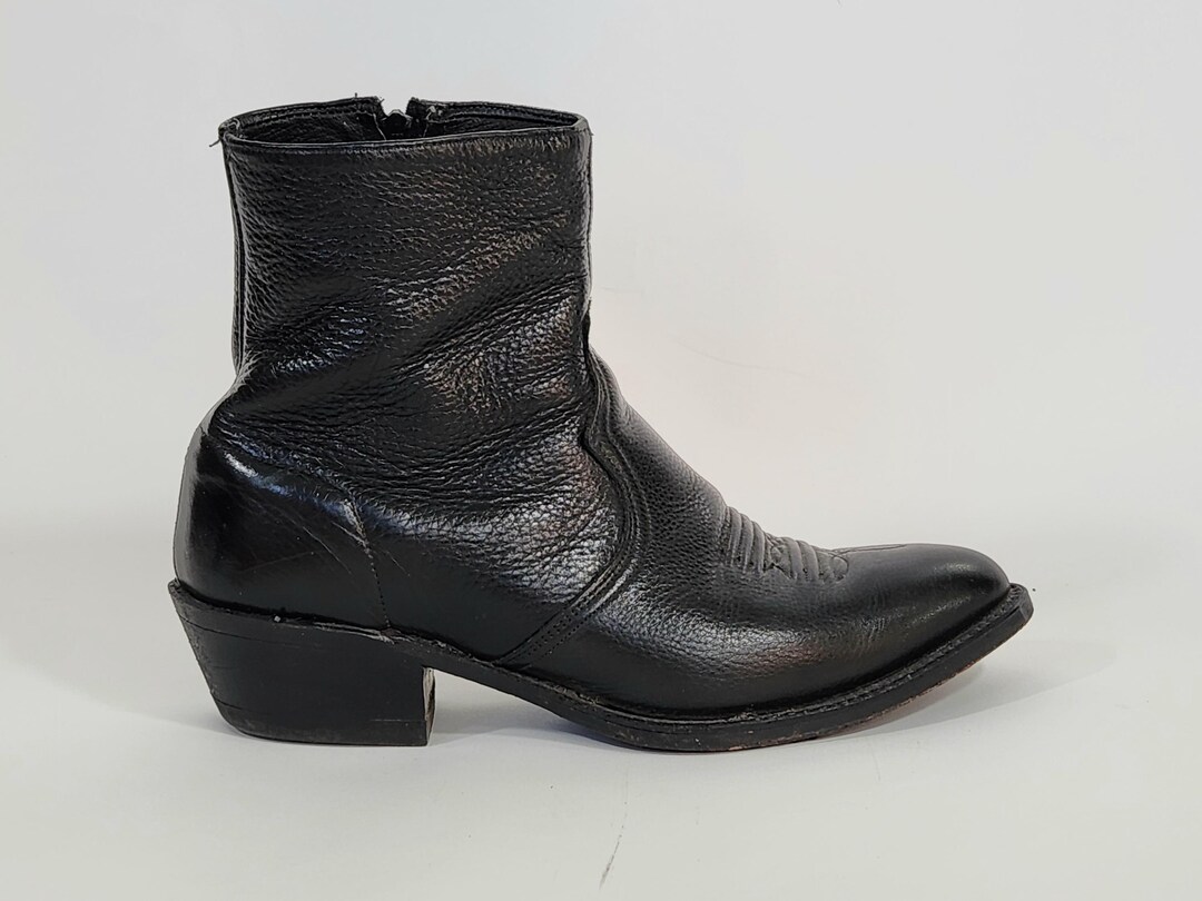 Vintage Black Cowboy Boots Shorty With Zipper - Etsy
