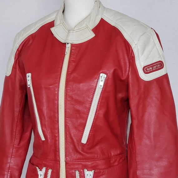 1980s leather motorcycle jacket red and white - Gem
