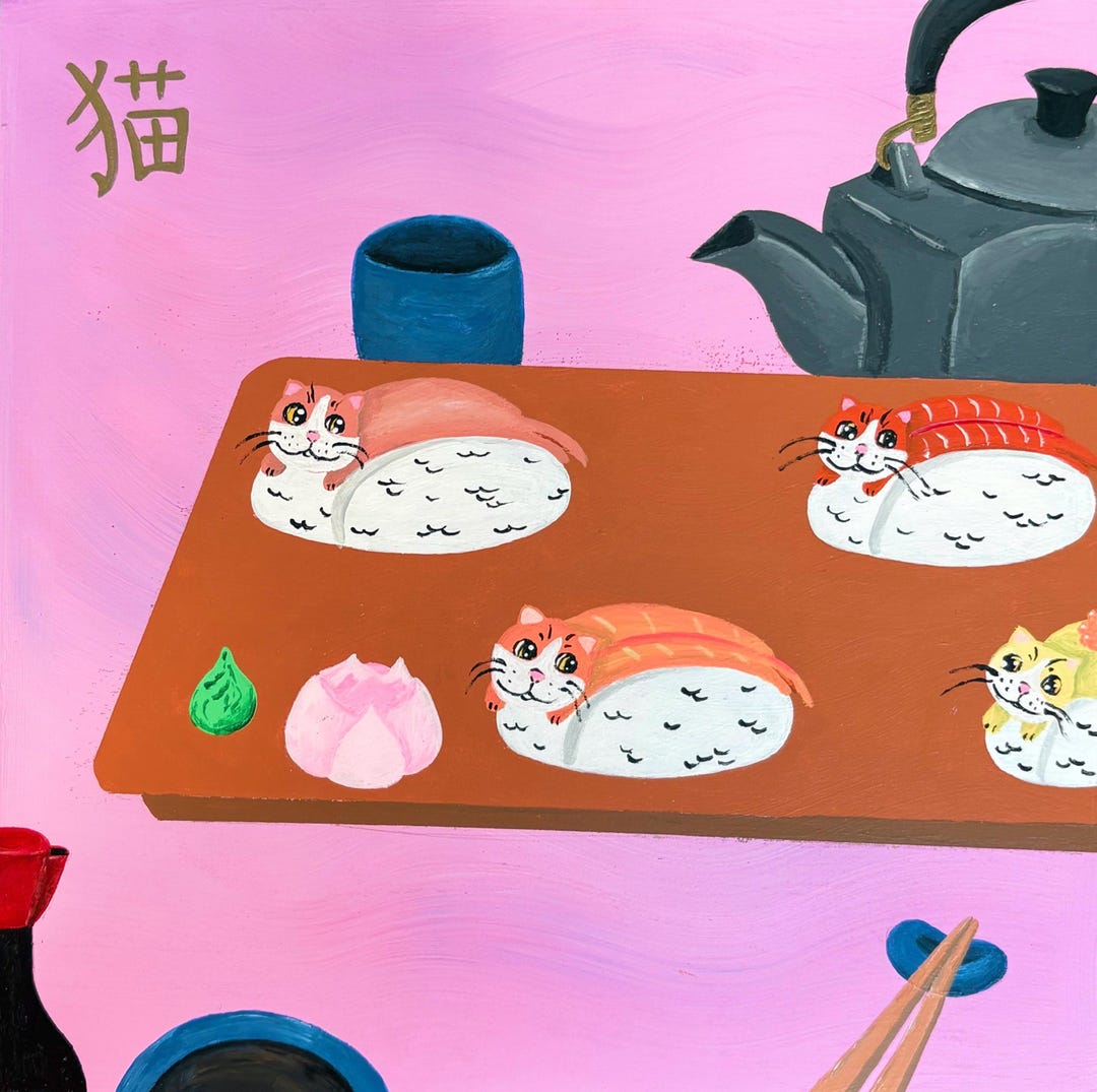 Sushi Cat Art Print – Mooncake Inspired Playful Rolls - Etsy