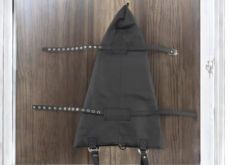 BDSM Restraint Adjustable Leather Back Bondage Armbinder Wrist Cuffs ...