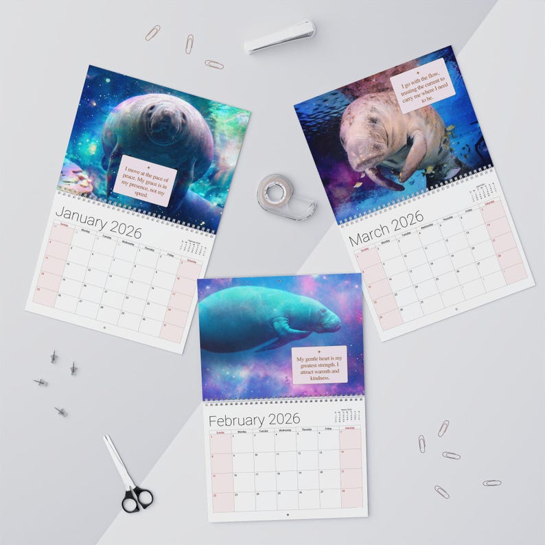 Manatee Affirmations 2026 Wall Calendar: Sea Cow Serenity Gift - Etsy