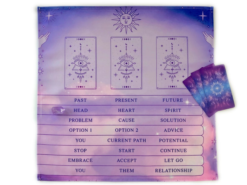 3-card Tarot Spread Cloth: Divination Reading Mat, Witchcraft Altar ...