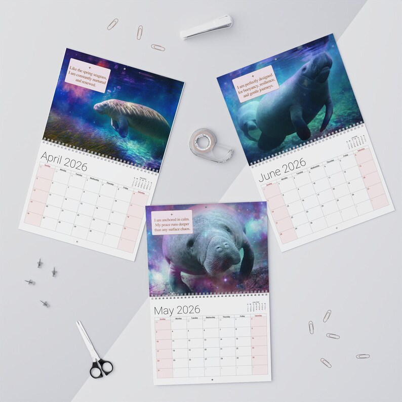 Manatee Affirmations 2026 Wall Calendar: Sea Cow Serenity Gift - Etsy