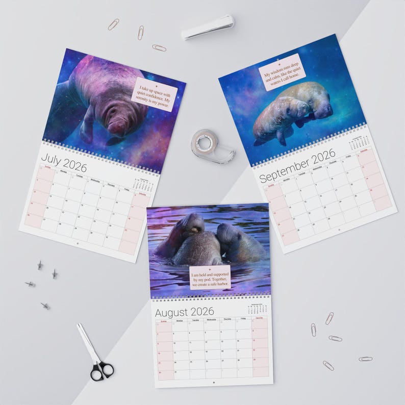 Manatee Affirmations 2026 Wall Calendar: Sea Cow Serenity Gift - Etsy