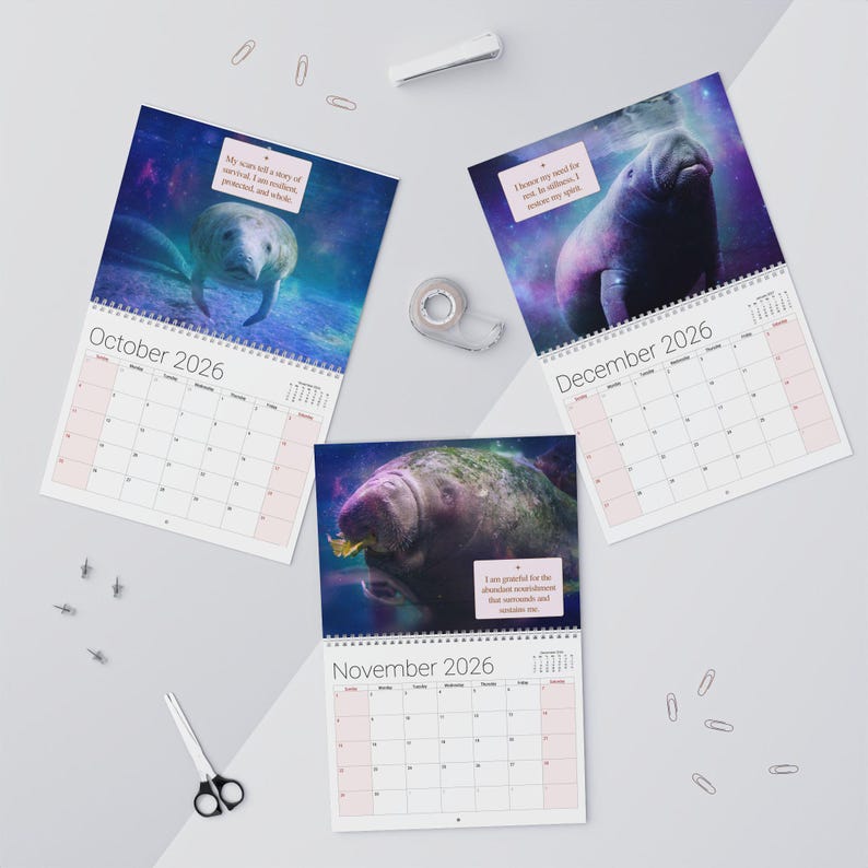 Manatee Affirmations 2026 Wall Calendar: Sea Cow Serenity Gift - Etsy