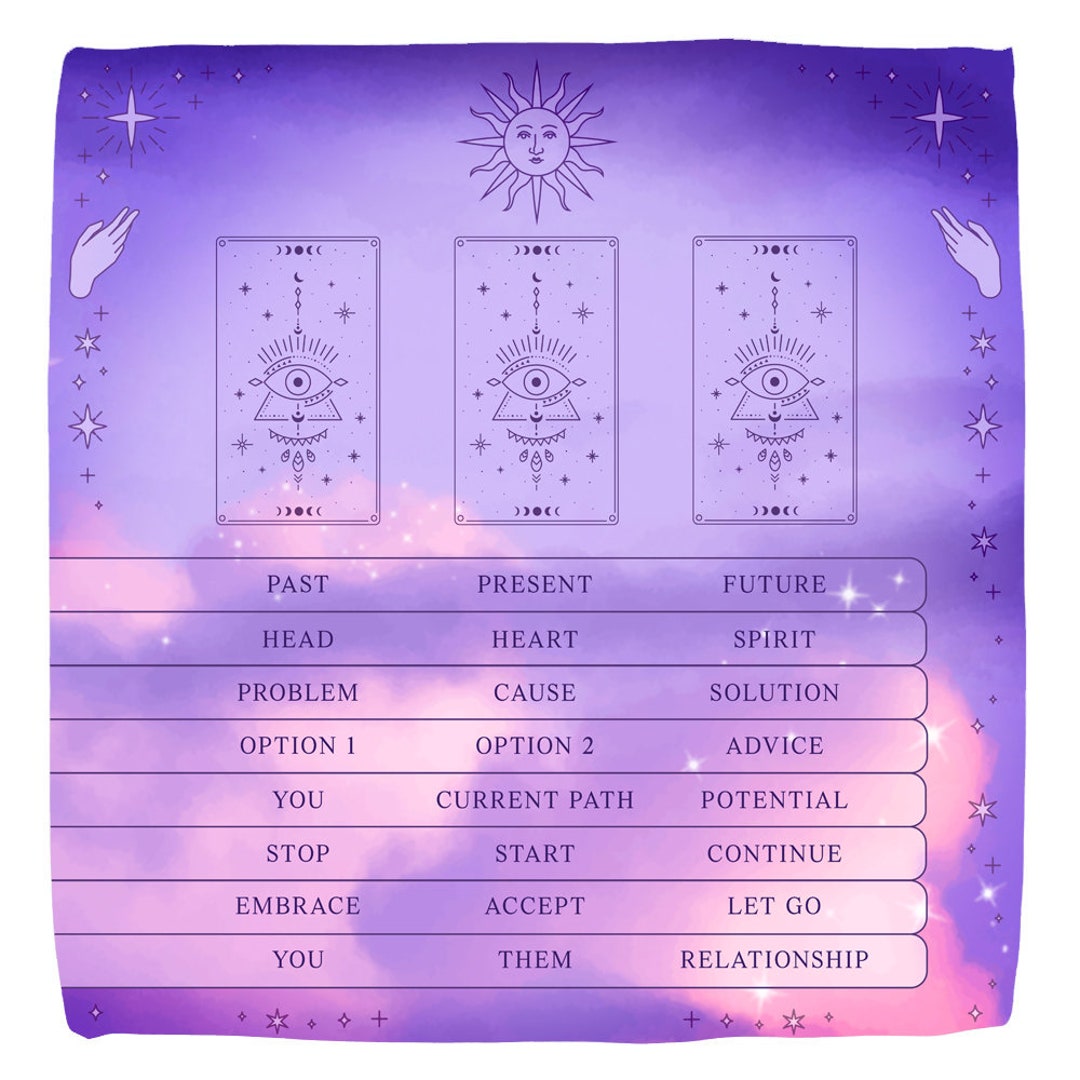 3-card Tarot Spread Cloth: Divination Reading Mat, Witchcraft Altar ...