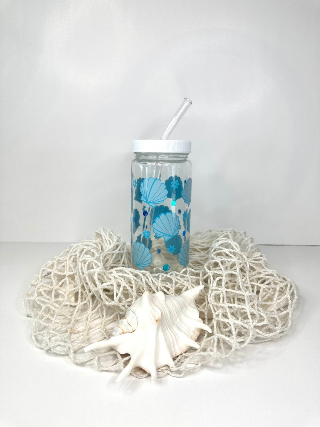 Glass Cup Seashell Cup Summer Cup Beer Can Glass Gift - Etsy