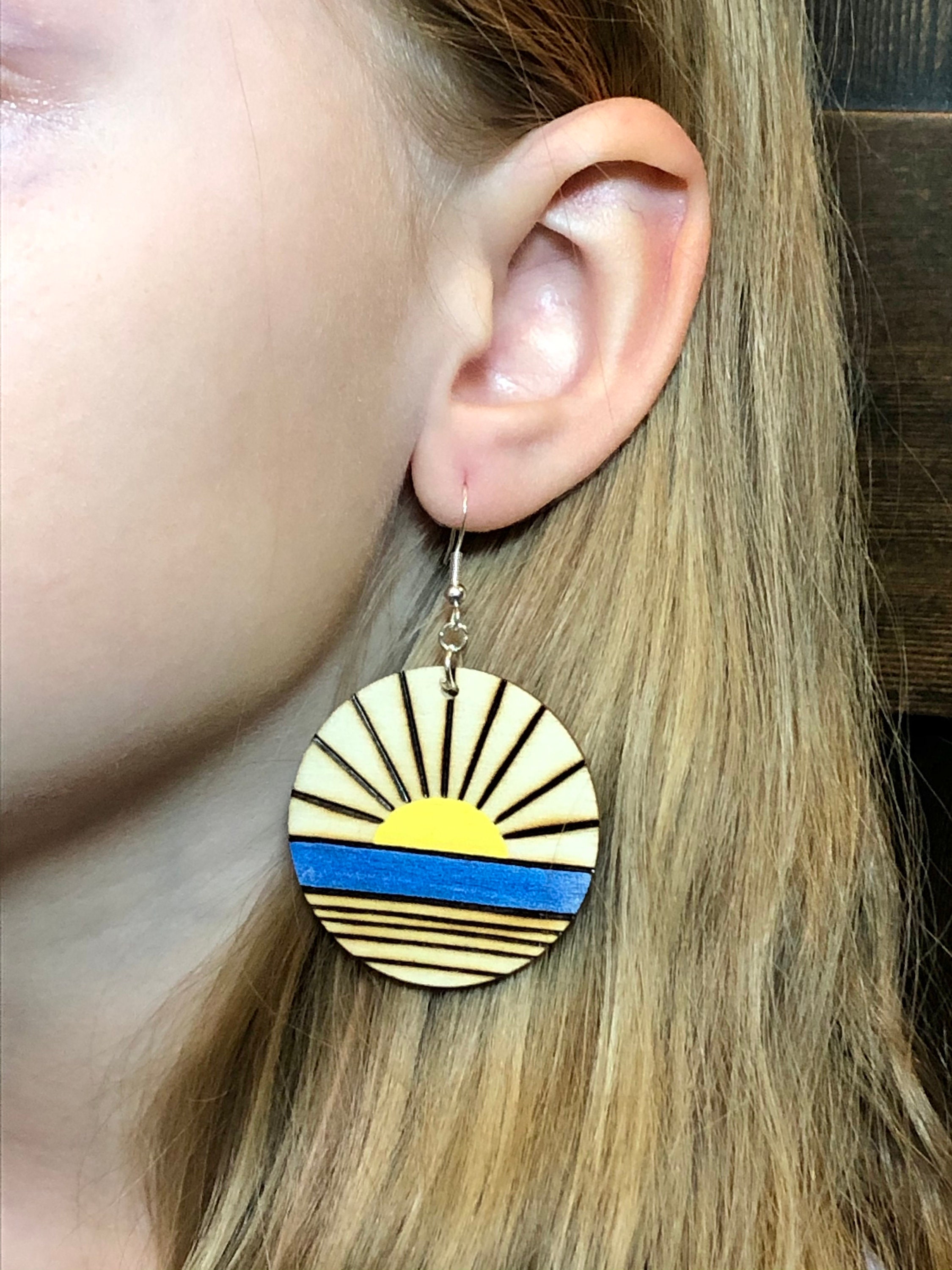 Sunrise Earrings, Sunset Earrings, Nature Jewelry, Ocean View, Vacation ...