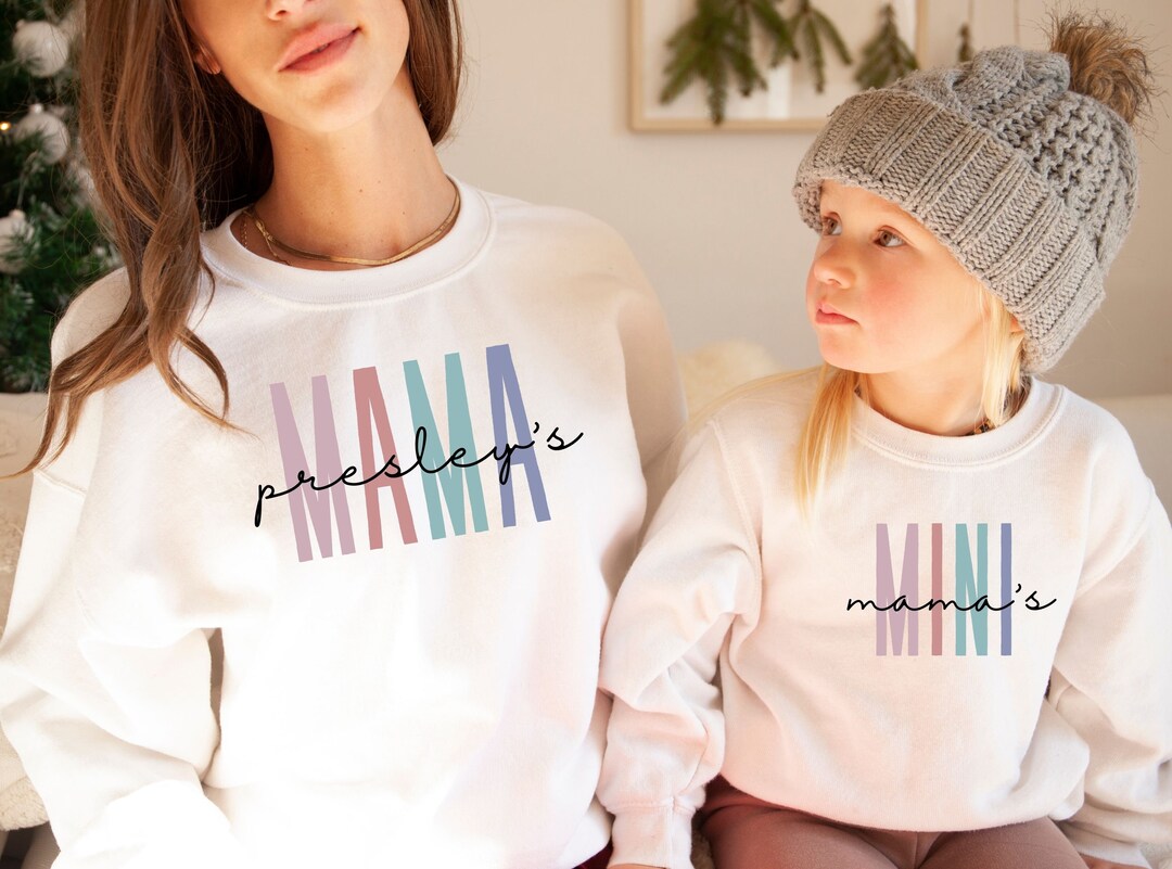 Personalized Mommy and Me Sweatshirts, Retro Mama & Mini Outfits,new ...