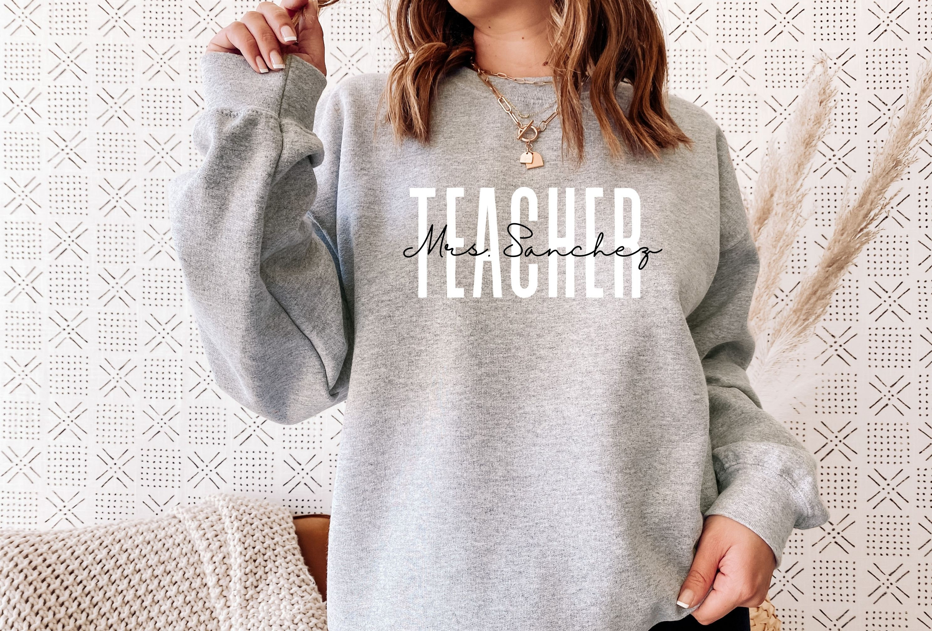 Personalized Teacher Sweatshirt Custom Teacher T Etsy
