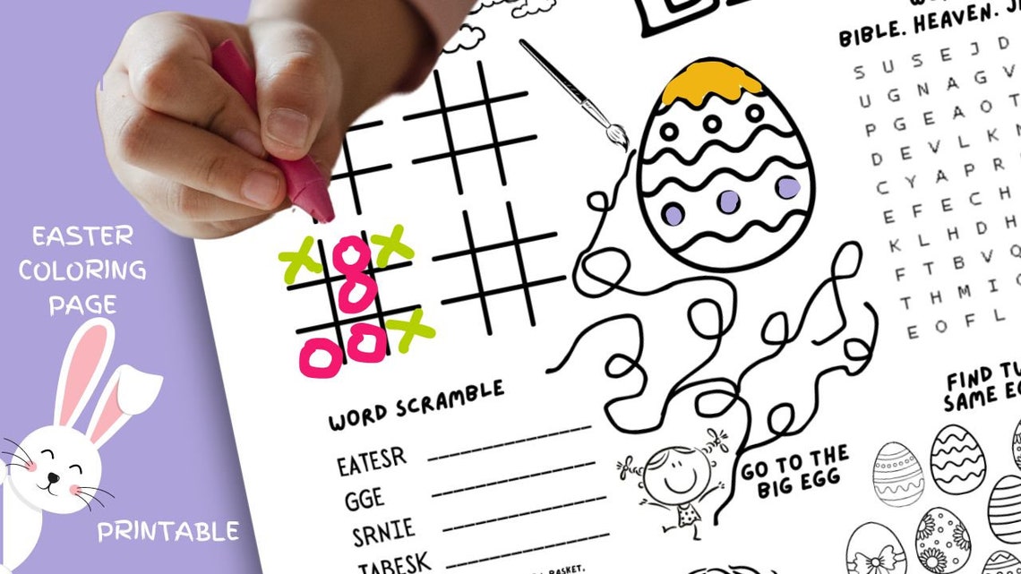 Coloring Pages for Kids Easter Brunch Dinner Placemat Kids Bible ...