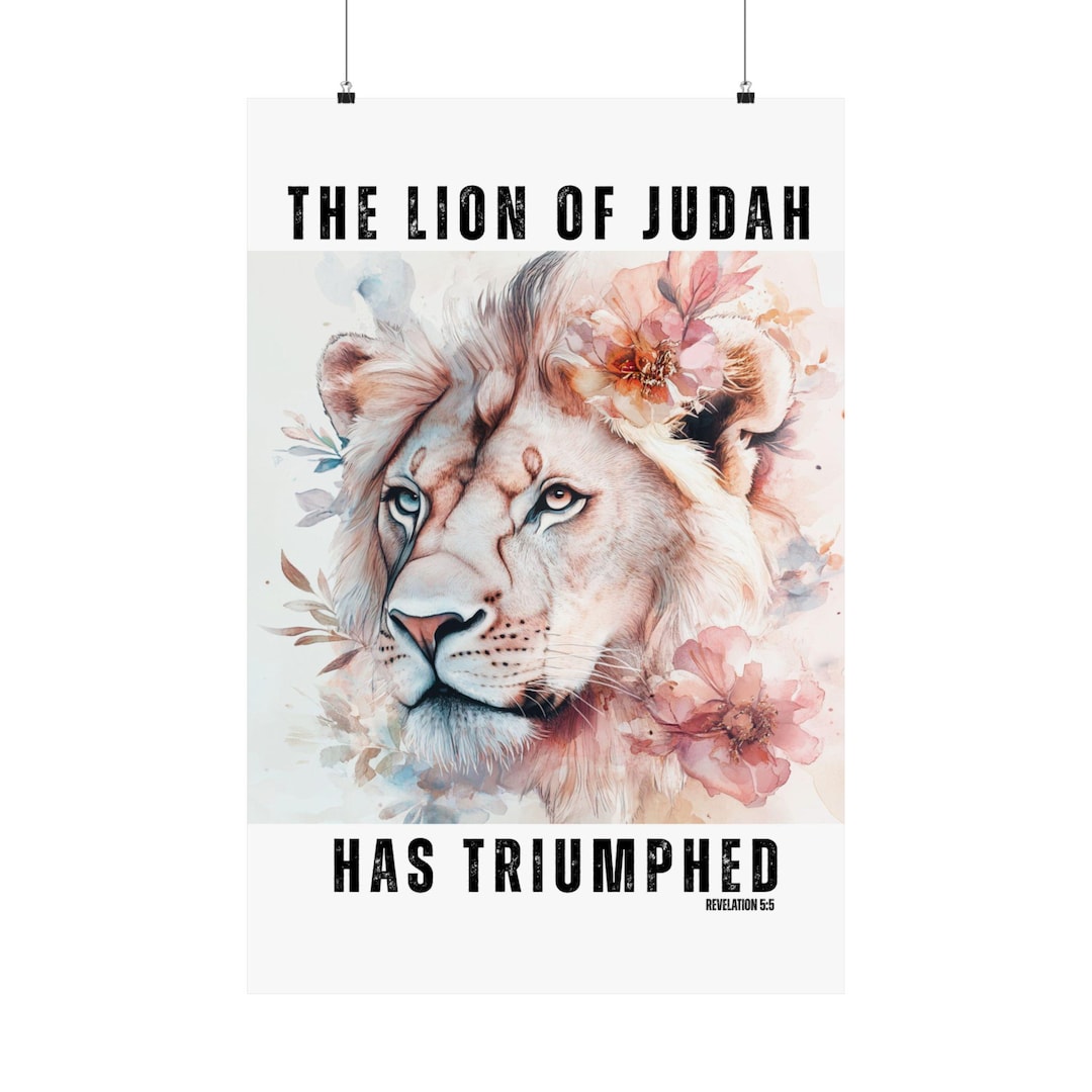 The Lion of Judah Poster Art Print, Christian Scripture Wall Decor ...