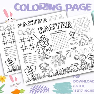 Coloring Pages for Kids Easter Brunch Dinner Placemat Kids Bible ...