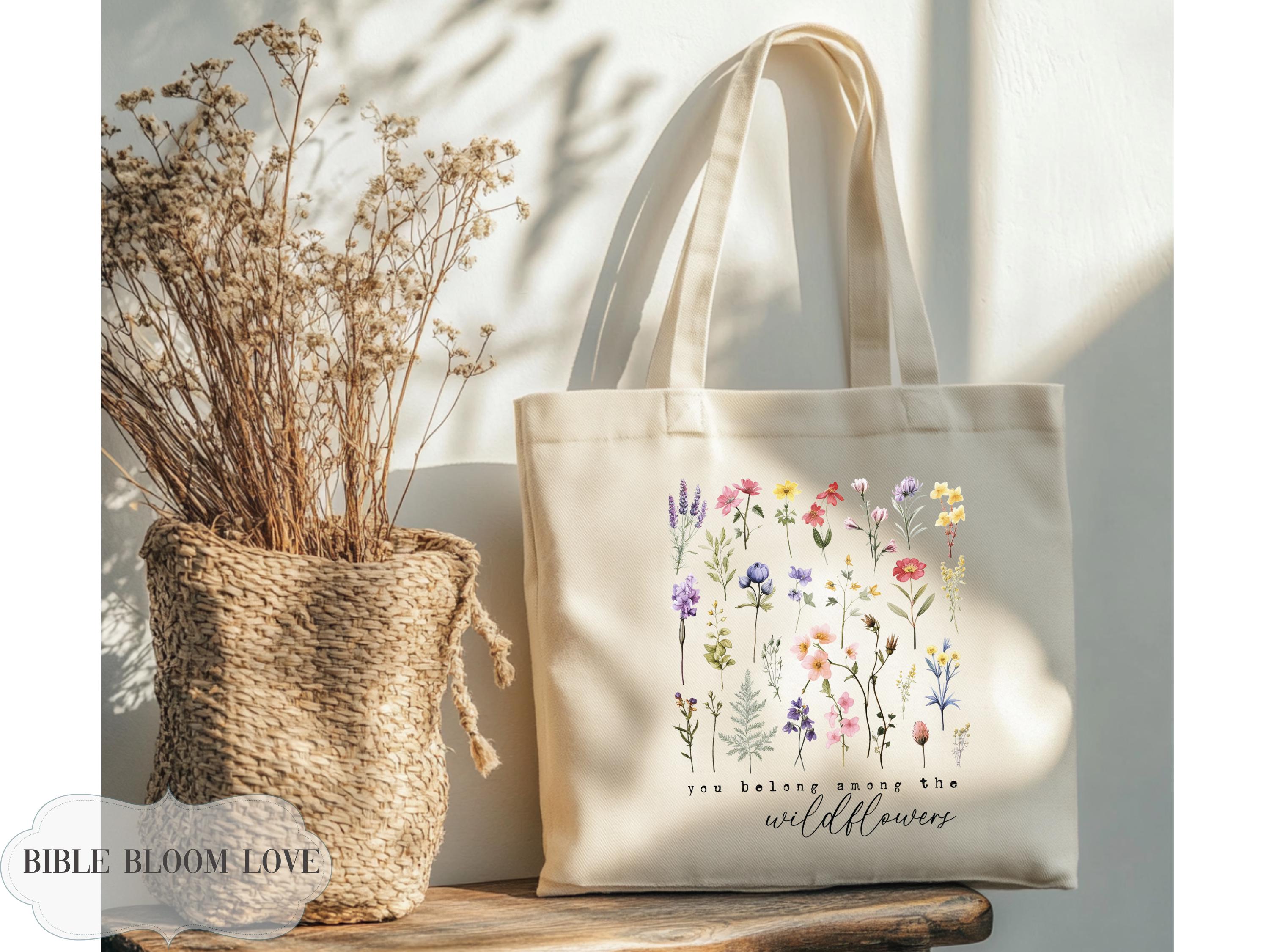 Wildflower Tote Bag, Flower Bag Gift, Flower Lover Gift, Bridesmaid ...