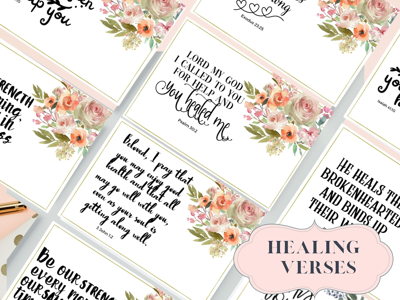 Bible Verse Cards Printable | Set of 12~size 4x6~inspirational Cards ...