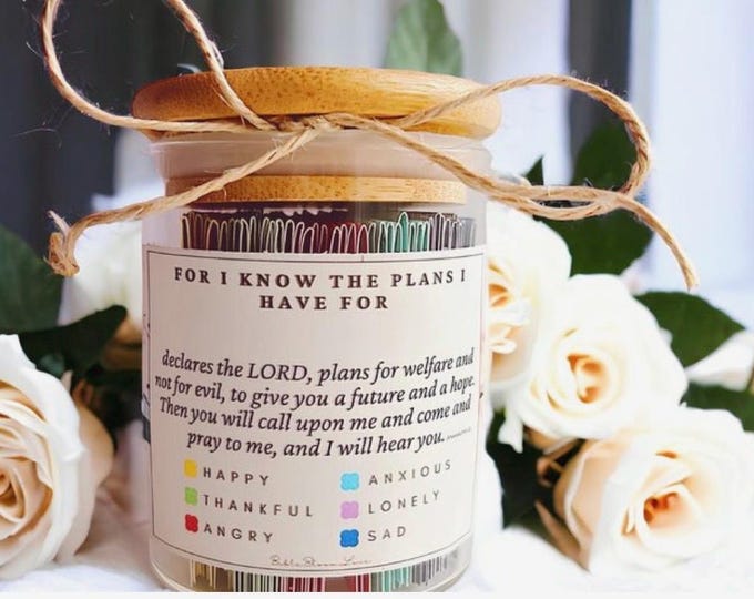 Gods Blessing Bible Verses in Iridescent Glass Jar; Inspirational ...