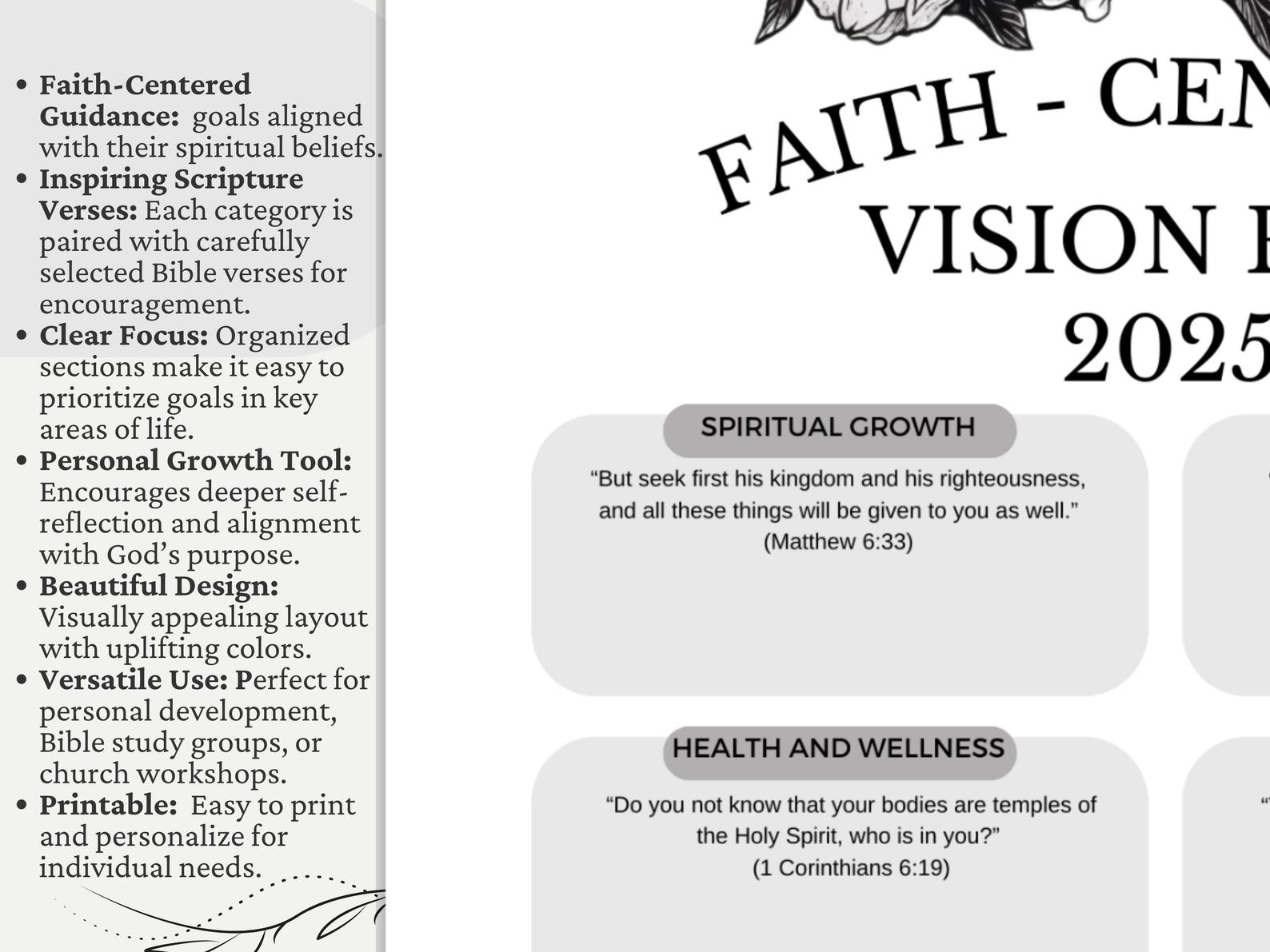Faith-based Vision Board, Christian Vision Board Template, Goal Setting ...