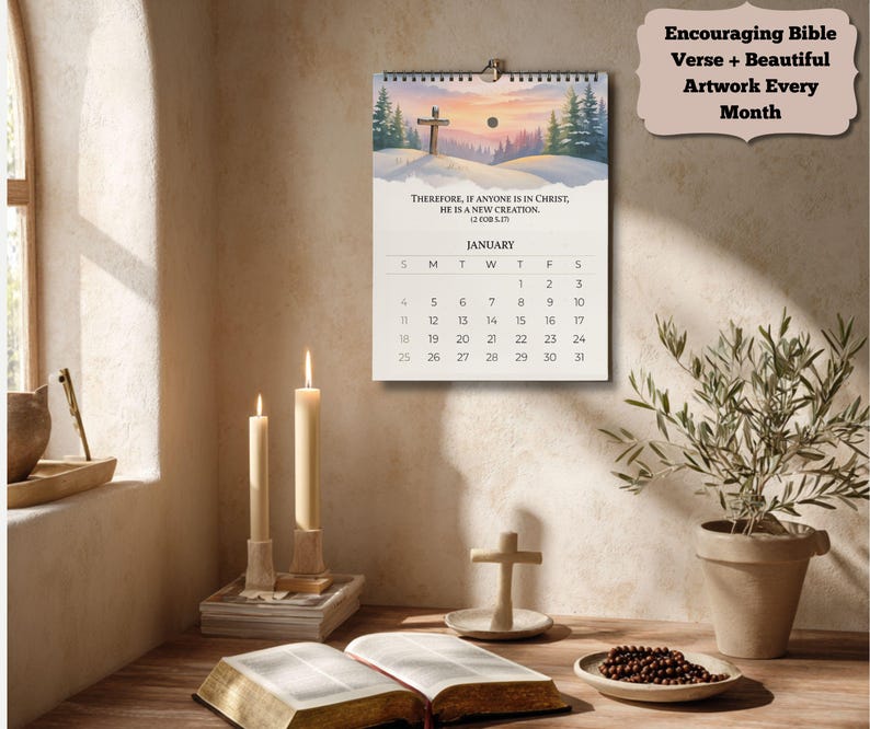 2026 Christian Wall Calendar | Bible Verse Monthly Scripture Calendar ...