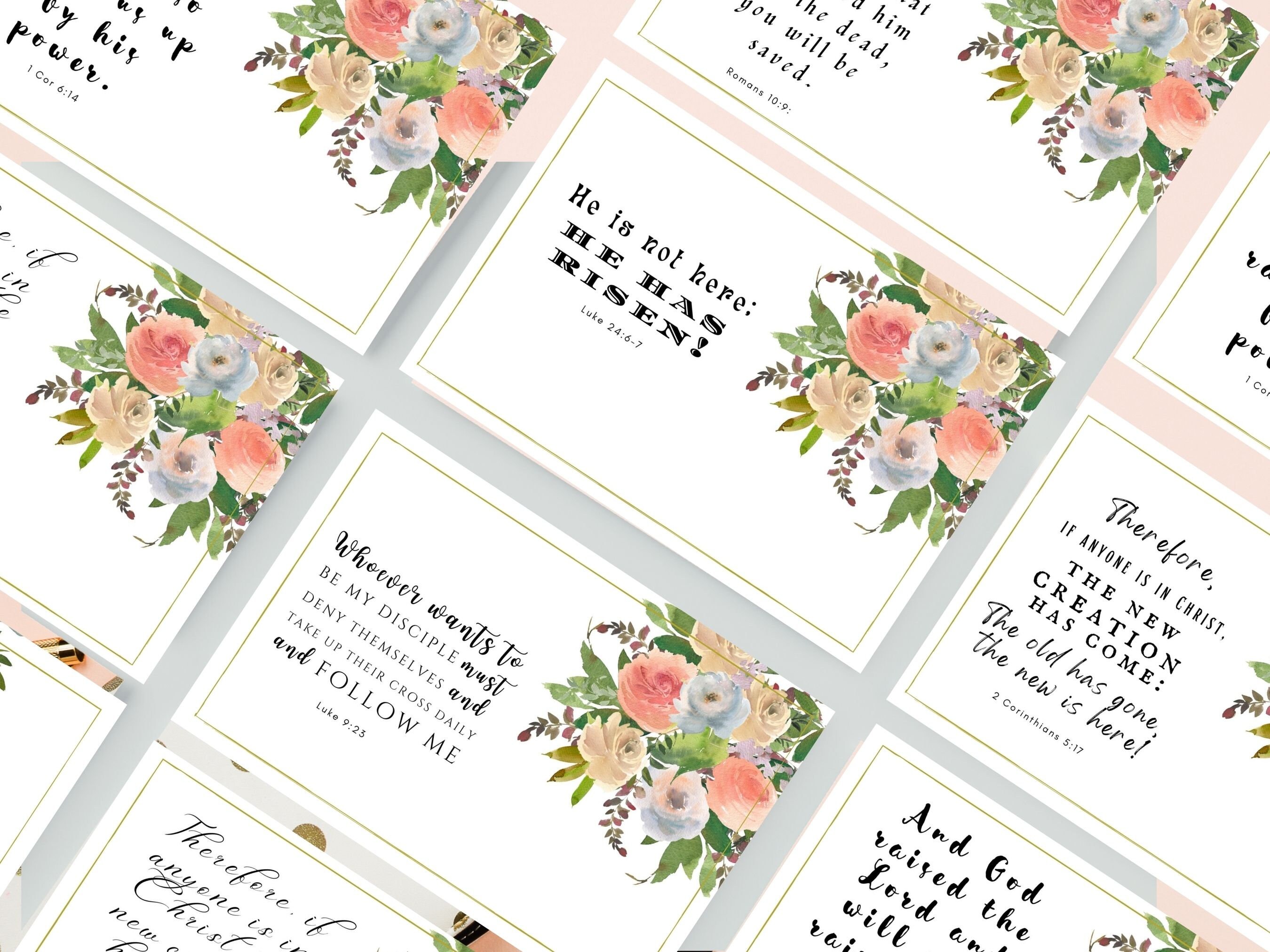 Easter Bible Verse Cards | Set of 8~size 4x6~inspirational Cards ...