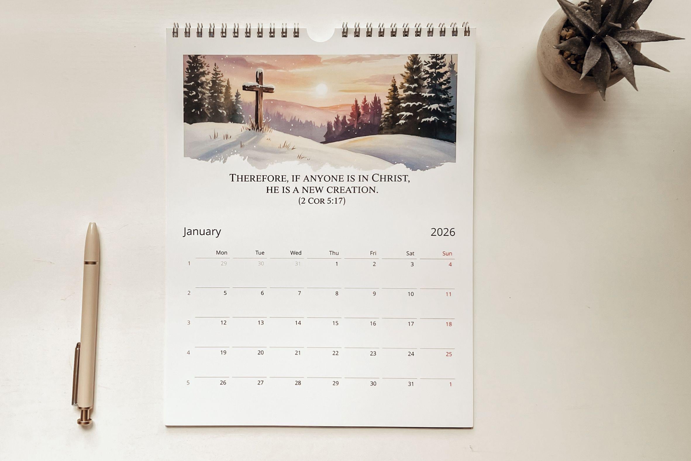 2026 Christian Wall Calendar | Bible Verse Monthly Scripture Calendar ...