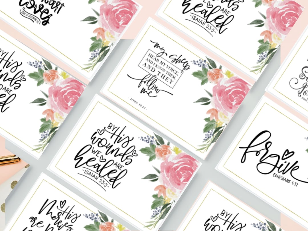 Bible Verse Cards Printable | Set of 12~size 4x6~inspirational Cards ...