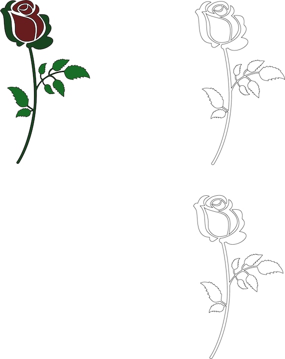 Rose Vector File for Laser Cutting or Cnc Machines Dxf Svg | Etsy
