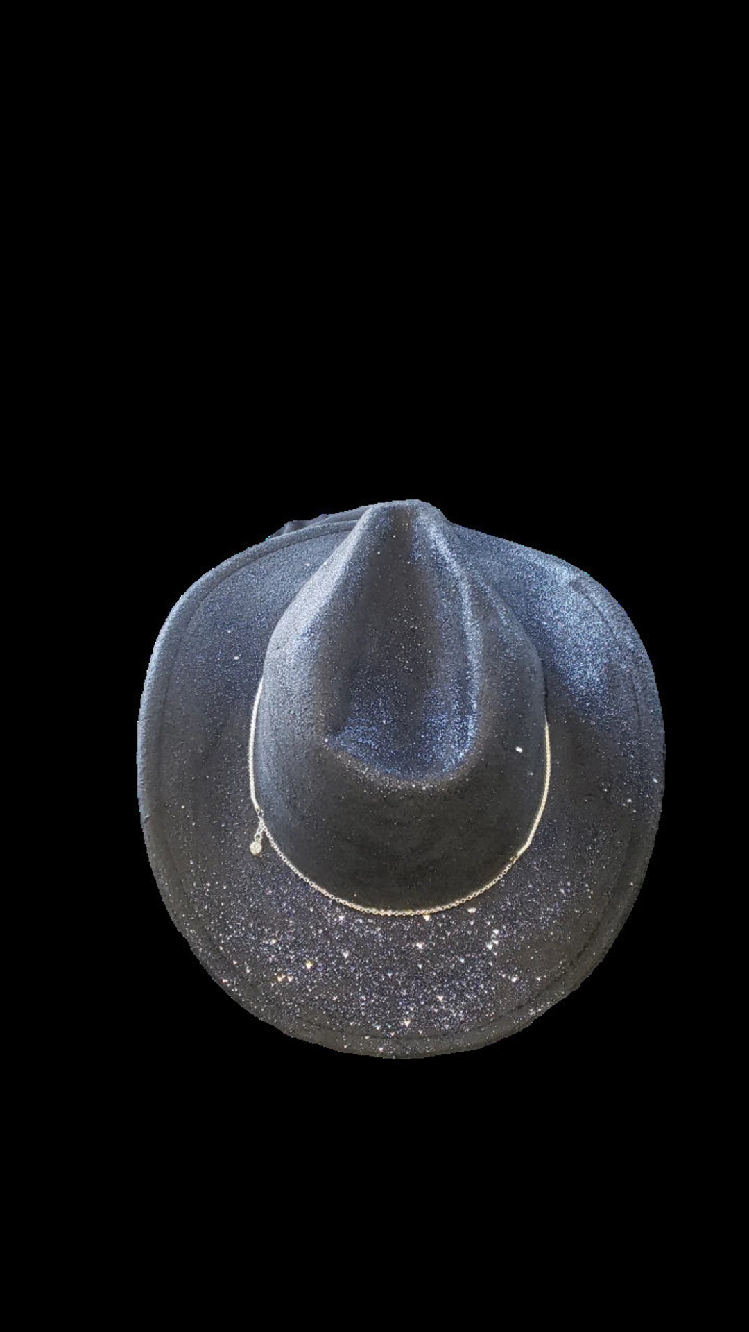 Sparkling Glitter Cowboy Hat Black Glitter Hat With Silver Chain and ...