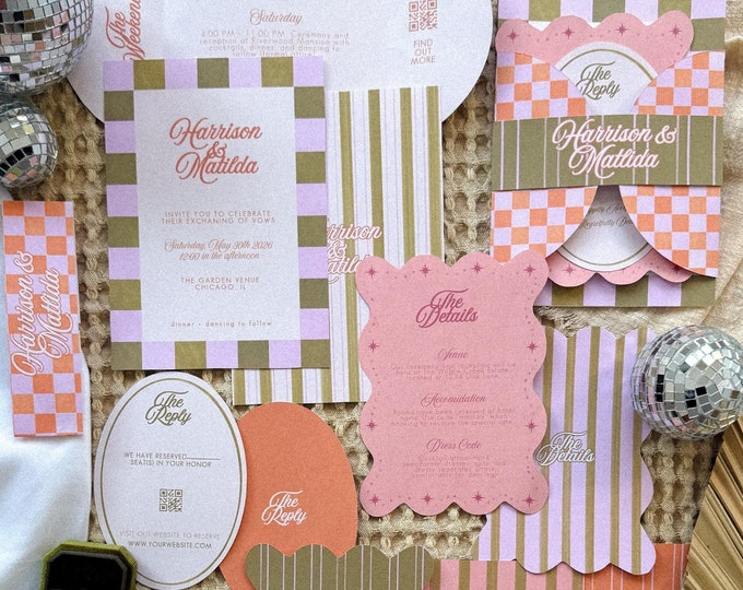 Hochzeitseinladung, Verspielte Hochzeitseinladung, Retro Hochzeit ...