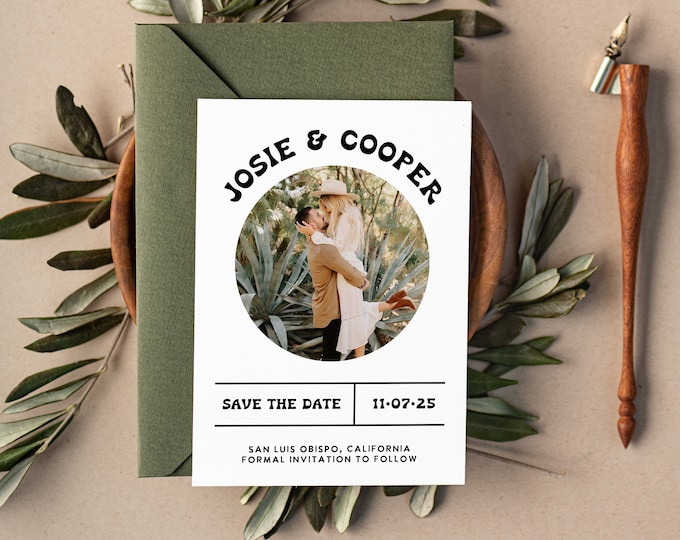 Retro Save the Date, Save the Date Template, Photo Save the Date ...