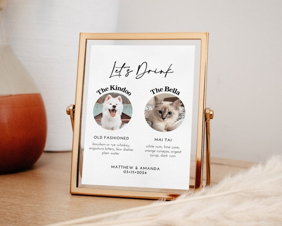 Animal Signature Drinks Sign Template Dog Signature Cocktail | Etsy