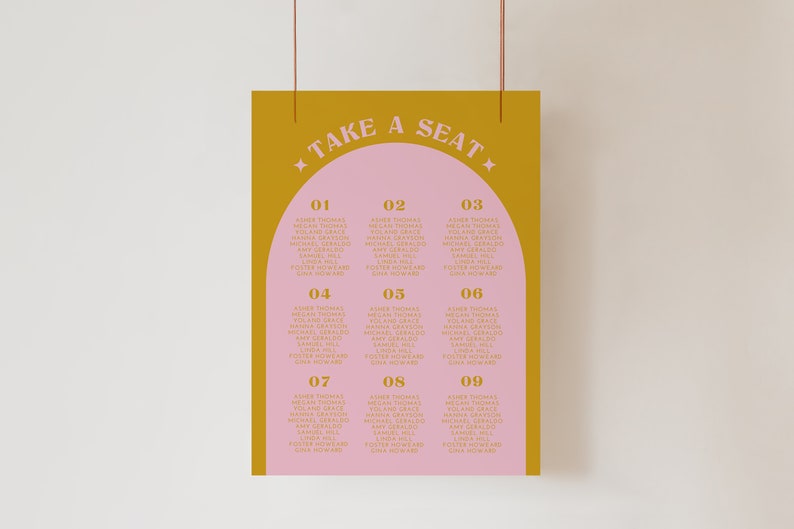 Seating Chart Template Boho Seating Chart Arched Seating - Etsy