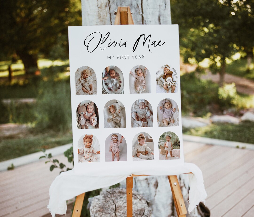 Baby First Year Sign, First Birthday Sign, First Birthday Decoration ...